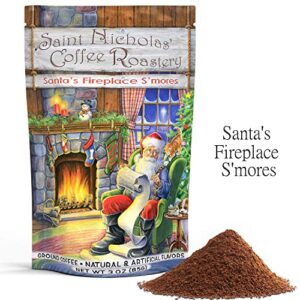 Ground Coffee Christmas Gift Set - 9oz Total of Three Holiday Flavors in Decorative 3oz Bags - Gingerbread Spice, Peppermint Mocha, Santa's Fireplace S'mores Medium Roast - Gift or Stocking Stuffer for Mom, Coworkers, Teachers, Adults