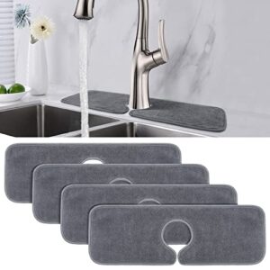 sink faucet mat for kitchen: poyang kitchen sink splash guard behind faucet, kitchen faucet absorbent mat, faucet mat for kitchen sink, microfiber cloth faucet mat (4 pack, 17.7”x4.7”)