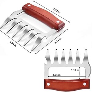 Meat Shredder Claws, Stainless Steel BBQ Meat Claws for Shredding Meat with Wood Handle