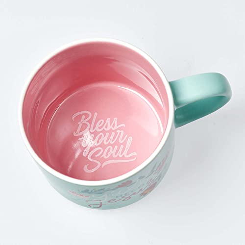 Bless Your Soul Large Blue Coffee Mug Y'all Need Jesus, Funny Birthday Gifts for Women/Men, Co-worker, Retro-Inspired Designs - 18oz Cup