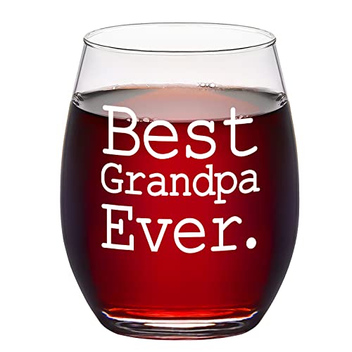 Best Grandpa Ever Stemless Wine Glass, Grandpa Wine Glass 15oz, Father's Day Gift, Birthday Gift, Christmas Gift for Men, Grandpa, Grandfather, New Grandpa