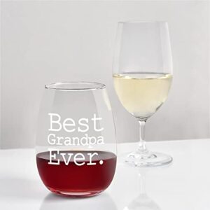 Best Grandpa Ever Stemless Wine Glass, Grandpa Wine Glass 15oz, Father's Day Gift, Birthday Gift, Christmas Gift for Men, Grandpa, Grandfather, New Grandpa