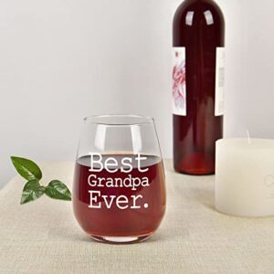 Best Grandpa Ever Stemless Wine Glass, Grandpa Wine Glass 15oz, Father's Day Gift, Birthday Gift, Christmas Gift for Men, Grandpa, Grandfather, New Grandpa