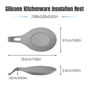 2Pcs Silicone Spoon Rest for Kitchen Counter, Heat-Resistant Cooking Spoon Holder for Stove Top, Multi-use Utensil Rest for Spatulas Tongs Ladles Whisks Spoons Forks (Black + Gray)