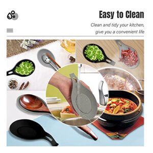 2Pcs Silicone Spoon Rest for Kitchen Counter, Heat-Resistant Cooking Spoon Holder for Stove Top, Multi-use Utensil Rest for Spatulas Tongs Ladles Whisks Spoons Forks (Black + Gray)