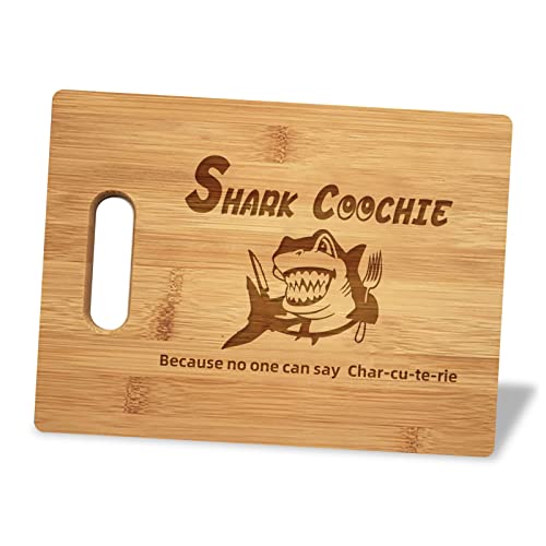 Shark Coochie Charcuterie Board,Because No One Can Say Charcuterie Shark Coochie Charcuterie Board, Handmade Bamboo Shark Coochie Cutting Board/Laser Engraved, (Shark B, 13'')