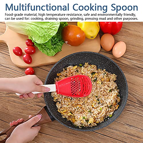 Multifunctional Cooking Spoon Strainers - Strainers for Kitchen Tools Small Silicone Spatula Spoon - Heat-resistant, for Cooking, Draining, Mashing, Grating (Color mixing)