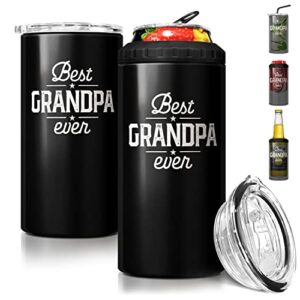 sandjest 4-in-1 grandpa tumbler gifts for papa from grandkids – 12oz best grandpa ever can cooler tumblers cup – stainless steel insulated cans coozie christmas, birthday, father’s day gift for papas