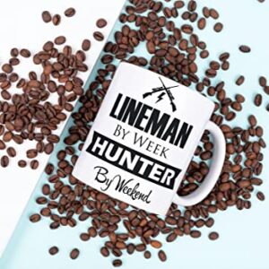 Lineman By Week Hunter By Weekend|Great Gift Idea|11 Ounce Ceramic Coffee Mug|M10076