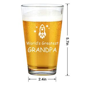 Modwnfy Grandpa Beer Glass, Funny Beer Pint Glass for Men Grandfather Grandpa, Idea for Father’s Day Birthday Christmas