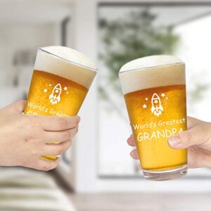 Modwnfy Grandpa Beer Glass, Funny Beer Pint Glass for Men Grandfather Grandpa, Idea for Father’s Day Birthday Christmas