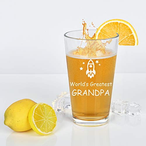 Modwnfy Grandpa Beer Glass, Funny Beer Pint Glass for Men Grandfather Grandpa, Idea for Father’s Day Birthday Christmas