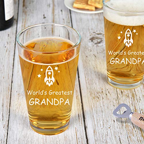 Modwnfy Grandpa Beer Glass, Funny Beer Pint Glass for Men Grandfather Grandpa, Idea for Father’s Day Birthday Christmas