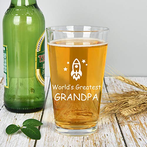 Modwnfy Grandpa Beer Glass, Funny Beer Pint Glass for Men Grandfather Grandpa, Idea for Father’s Day Birthday Christmas