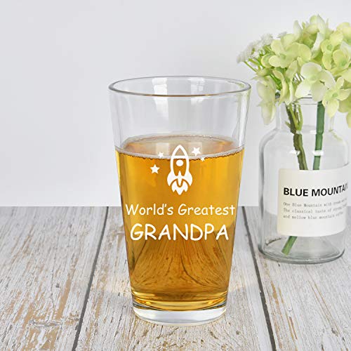 Modwnfy Grandpa Beer Glass, Funny Beer Pint Glass for Men Grandfather Grandpa, Idea for Father’s Day Birthday Christmas