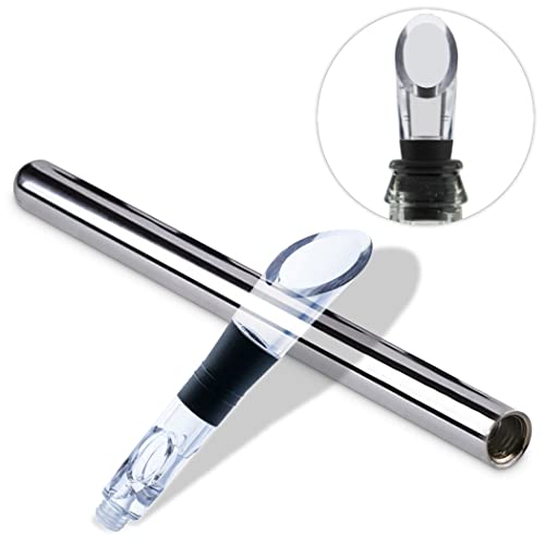 Trovety Wine Chiller Stick with Aerator & Pourer - 3-in-1 Stainless Steel Cooling Rod, Iceless Beverage Cooler, No Drip, Long-Lasting Chill - Vino Tasting, Decanting Accessories, Gifts for Wine Lovers