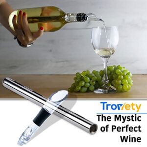 Trovety Wine Chiller Stick with Aerator & Pourer - 3-in-1 Stainless Steel Cooling Rod, Iceless Beverage Cooler, No Drip, Long-Lasting Chill - Vino Tasting, Decanting Accessories, Gifts for Wine Lovers