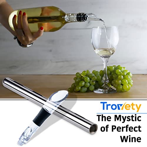 Trovety Wine Chiller Stick with Aerator & Pourer - 3-in-1 Stainless Steel Cooling Rod, Iceless Beverage Cooler, No Drip, Long-Lasting Chill - Vino Tasting, Decanting Accessories, Gifts for Wine Lovers