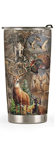 64HYDRO 20oz Hunting Gifts for Men, Gifts for Hunters, Hunter Gifts for Men, Valentines Day Gifts for Him, Coffee Thermos for Men, Deer Hunting Tumbler Cup, Insulated Travel Coffee Mug with Lid