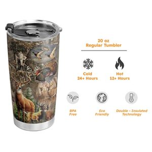 64HYDRO 20oz Hunting Gifts for Men, Gifts for Hunters, Hunter Gifts for Men, Valentines Day Gifts for Him, Coffee Thermos for Men, Deer Hunting Tumbler Cup, Insulated Travel Coffee Mug with Lid