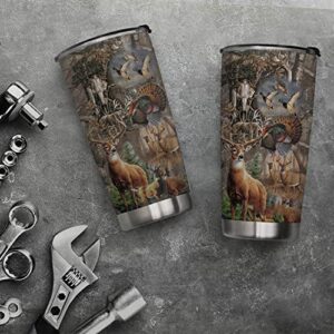 64HYDRO 20oz Hunting Gifts for Men, Gifts for Hunters, Hunter Gifts for Men, Valentines Day Gifts for Him, Coffee Thermos for Men, Deer Hunting Tumbler Cup, Insulated Travel Coffee Mug with Lid