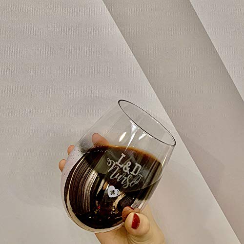 Osci-Fly Valentines Day Gifts for L&D Nurse, Labor and Delivery Nurse Handmade Etched Purple Starry Wine Glass & Nurse Off Duty Socks - Gift for Nurses Women