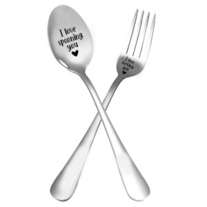 couple i love forking you fork i love spooning you engraved spoon, funny engraved fork and spoon , stainless steel table forks, gifts for boyfriend, girlfriend, husband, wife, wedding, anniversary