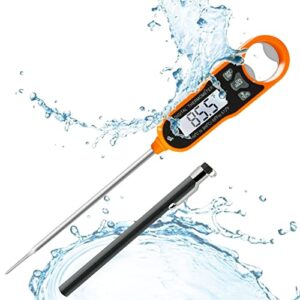 orofo digital meat thermometer for cooking, instant read food thermometer with probe, blacklight, calibration, magnet for kitchen, candy, grilling, bbq and roast turkey (orange)