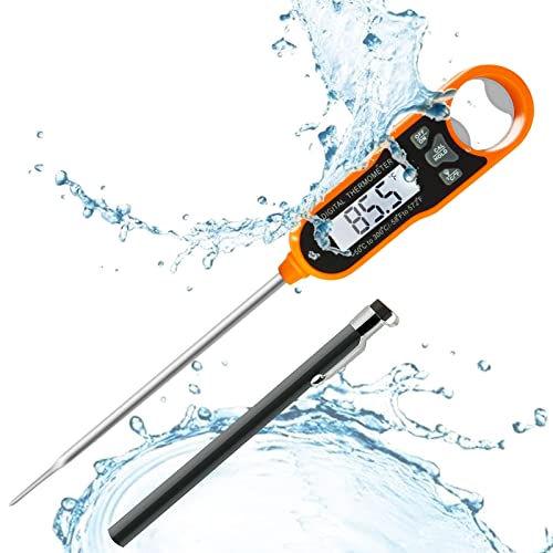 Orofo Digital Meat Thermometer for Cooking, Instant Read Food Thermometer with Probe, Blacklight, Calibration, Magnet for Kitchen, Candy, Grilling, BBQ and Roast Turkey (Orange)