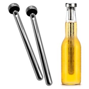 cork genius beer chiller sticks, stainless steel beer bottle cooler set, beer coolers for bottles, beer gifts and accessories for men and beer lovers, pack of 2