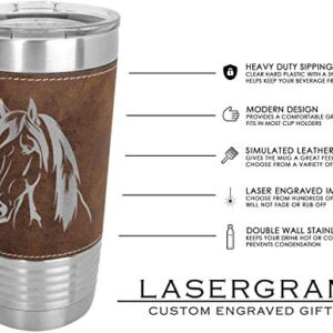 LaserGram 20oz Vacuum Insulated Tumbler Mug, Horse Head 1, (Faux Leather, Rustic)