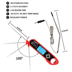 MEASUREMAN Digital Meat-Thermometer Instant-Read Food Temperature-Probe - with Magnet Calibration Thermometer Waterproof for Kitchen Cooking Grill BBQ Oven Candy