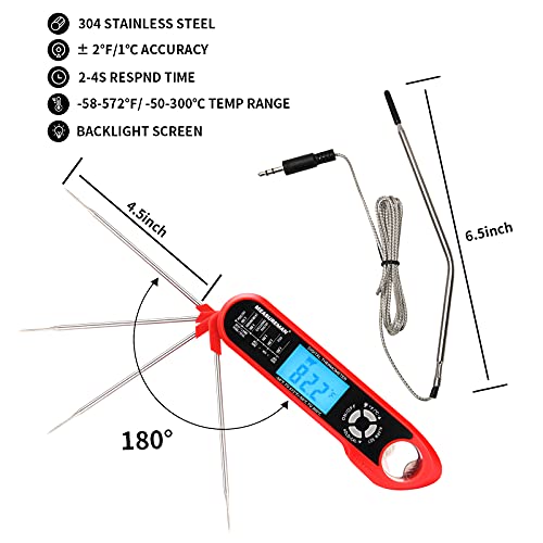 MEASUREMAN Digital Meat-Thermometer Instant-Read Food Temperature-Probe - with Magnet Calibration Thermometer Waterproof for Kitchen Cooking Grill BBQ Oven Candy