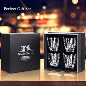 Comsmart Whiskey Glass Set of 4 with Luxury Box, 10 oz Crystal Old Fashioned Lowball Rocks Glasses, Gift for Men Drinking Scotch Bourbon Cocktail Liquor Vodka Malt Cognac