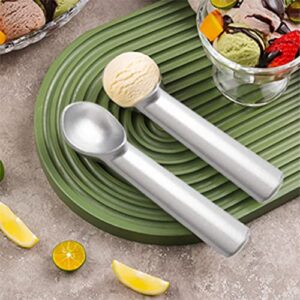 Ice Cream Scoop, 7 inches Nonstick Anti-Freeze Ice Cream Scooper Professional Watermelon Fruit Scooper Icecream Scoop Spoon Kitchen Tool Aluminum Design for Gelato, Cookie Dough, Sorbet(Silver)