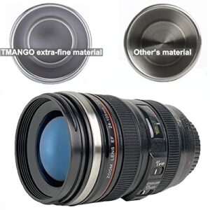 Tmango Camera Lens Coffee Mug With Lid, Photo Coffee Cup, Stainless Steel Thermos Lens Mug Leak Proof, Great Gifts for Photographers Men and Women