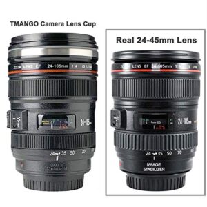 Tmango Camera Lens Coffee Mug With Lid, Photo Coffee Cup, Stainless Steel Thermos Lens Mug Leak Proof, Great Gifts for Photographers Men and Women