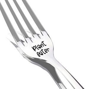 stainless steel engraved fork gifts for men women friends – funny plant eater dinner fork vegetarian foodie gift for birthday christmas thanksgiving day vegan healthy living