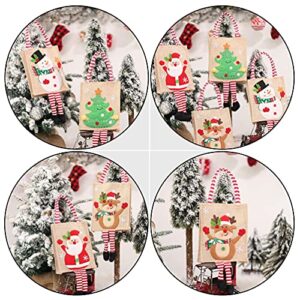 IMIKEYA Stocking Stuffer Treats 4Pcs Christmas Tote Bags Christmas Treat Bags Reindeer Santa Linen Candy Bag Xmas Gift Bags for Goodies Christmas Party Supplies Children Gifts