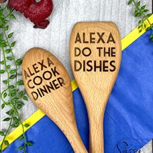 Alexa Cook Dinner Funny Wooden Spoon, Laser Engraved Gag Gift, Personalization Available, Funny Kitchen Gift, Alexa Kitchen, Stocking Stuffer