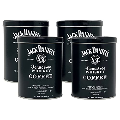 Lara's Gourmet Passions Jack Daniels Coffee (Pack of 4, 8.8oz each) bundled with a complimentary measuring spoon (1 Tbsp / 15ml) - 100% Arabica - Medium Roast - Ground Gourmet Coffee - Kosher