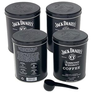 Lara's Gourmet Passions Jack Daniels Coffee (Pack of 4, 8.8oz each) bundled with a complimentary measuring spoon (1 Tbsp / 15ml) - 100% Arabica - Medium Roast - Ground Gourmet Coffee - Kosher