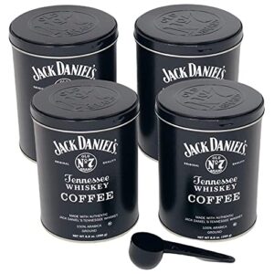 Lara's Gourmet Passions Jack Daniels Coffee (Pack of 4, 8.8oz each) bundled with a complimentary measuring spoon (1 Tbsp / 15ml) - 100% Arabica - Medium Roast - Ground Gourmet Coffee - Kosher