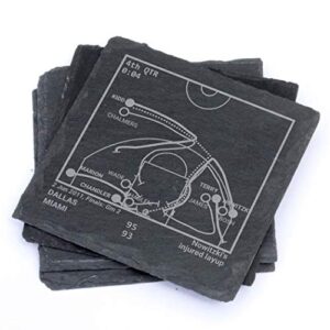 greatest mavericks plays: slate coasters (set of 4) | best gift idea for sports lovers | mavericks historic moments gifts