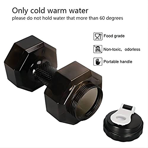 Jumigra Upgrade Dumbbell Shaped Water Bottle | Big Capacity 75 Oz (2.2 L)| BPA Free | Flip Top Leak Proof lid | 5 Colors(Black)