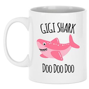 Exxtra Gifts Gigi Shark Mug Grandma Cup From Grandkids Funny Grandmother Doo Doo Present 11 oz White