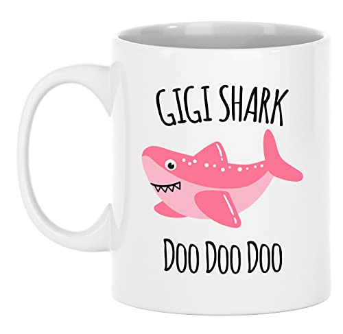 Exxtra Gifts Gigi Shark Mug Grandma Cup From Grandkids Funny Grandmother Doo Doo Present 11 oz White