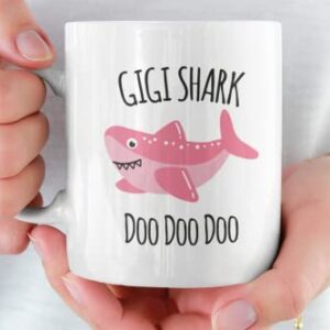 Exxtra Gifts Gigi Shark Mug Grandma Cup From Grandkids Funny Grandmother Doo Doo Present 11 oz White