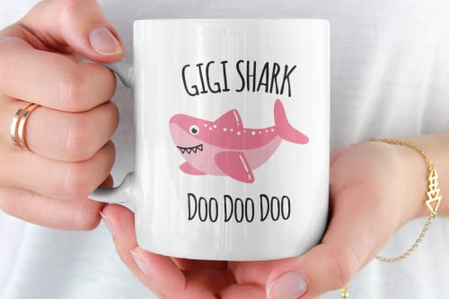 Exxtra Gifts Gigi Shark Mug Grandma Cup From Grandkids Funny Grandmother Doo Doo Present 11 oz White