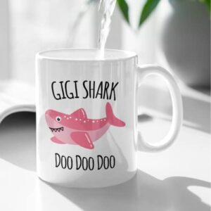 Exxtra Gifts Gigi Shark Mug Grandma Cup From Grandkids Funny Grandmother Doo Doo Present 11 oz White